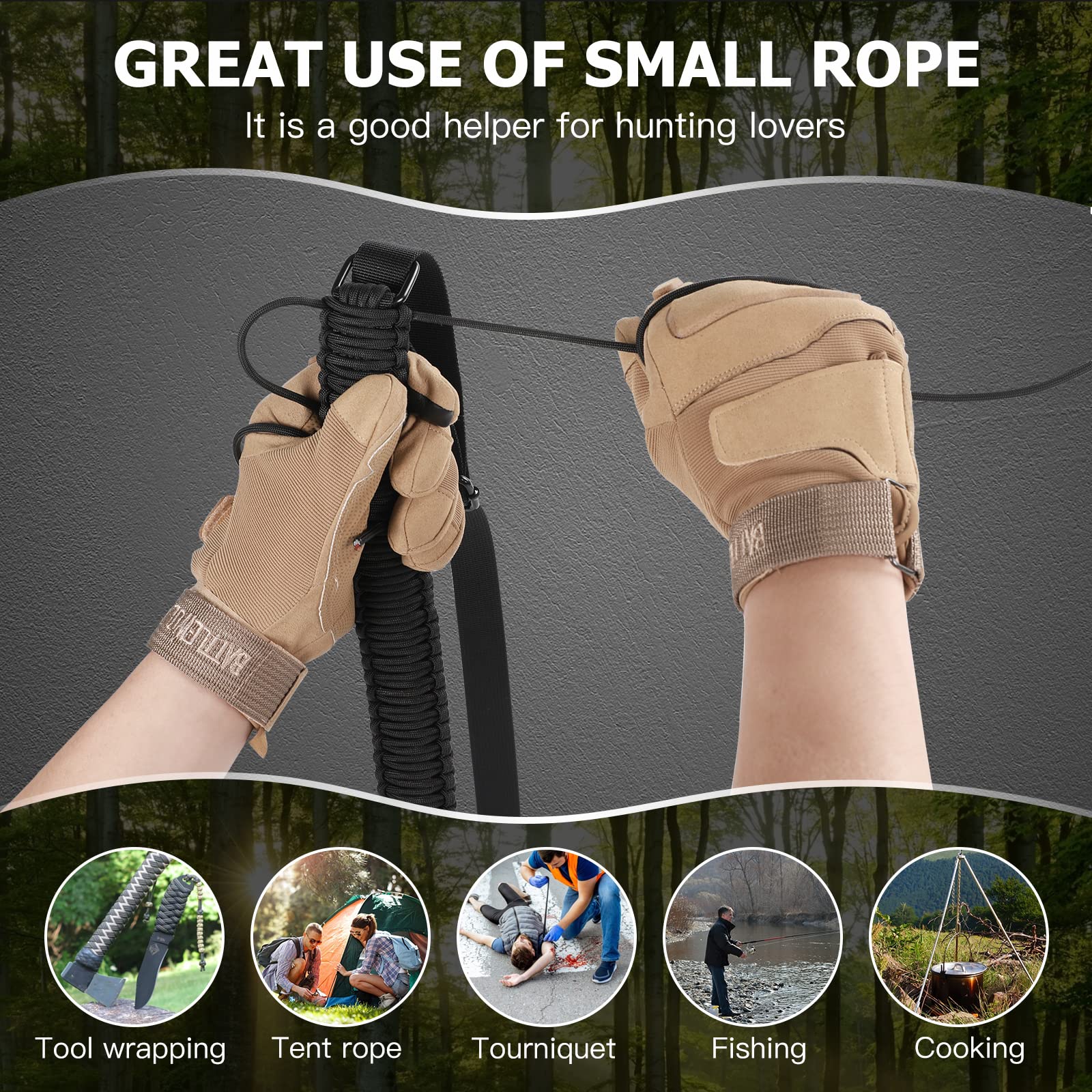 AOOK Paracord Crossbow Sling with Swivels, Non-Slip Quick Adjustable Length Strap, 2-Point Sling for Hunting