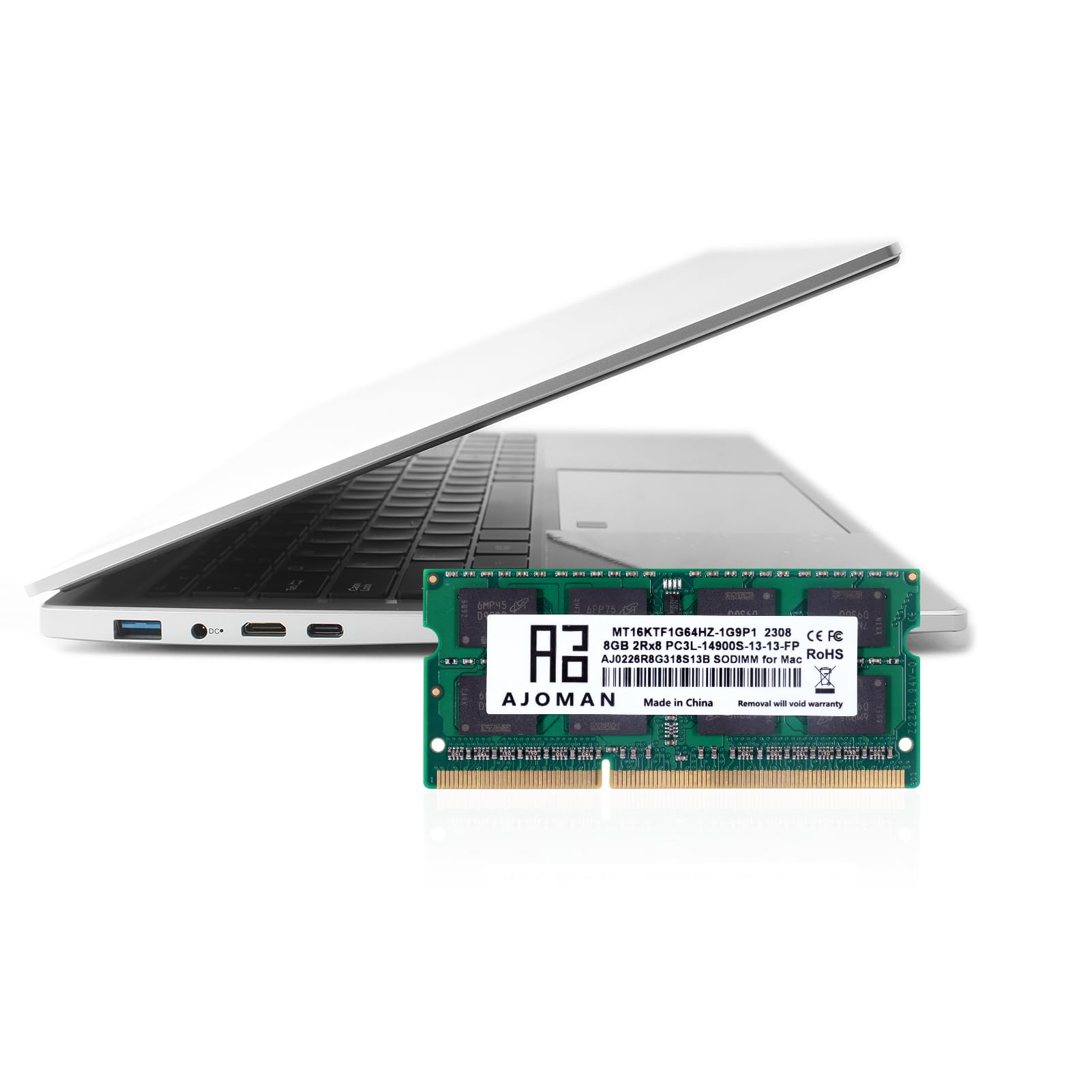 AJOMAN 8GB PC3L-12800S DDR3L 1600MHz Laptop Ram Non-ECC Unbuffered 1.35V DDR3 SODIMM CL11 2Rx8 Dual Rank Notebook Memory
