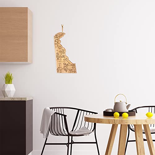 Totally Bamboo Destination Delaware State Shaped Serving and Cutting Board, Includes Hang Tie for Wall Display