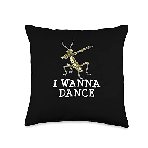 Praying Mantis Gifts & Accessories Insect Entomology Praying Mantis-I Wanna Dance Throw Pillow, 16x16, Multicolor