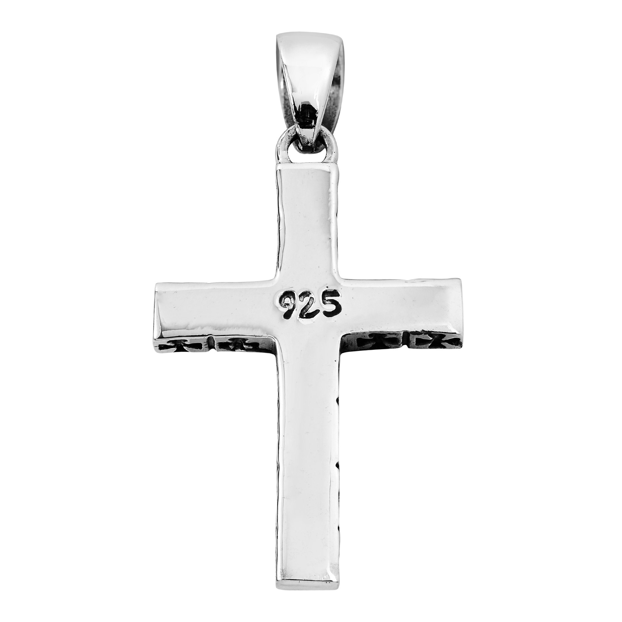 AeraVida Spiritual Black Enamel Cross .925 Sterling Silver Pendant