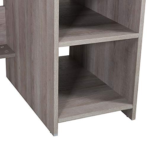 Studio Space 35" Computer, Functional Writing Tower Shelves, Home Office Compact Workstation Desk with Book Shelf Storage, Gray