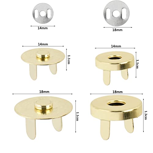 TIMESETL 40 Sets 14mm/18mm Magnetic Button Clasps Snaps Fastener Clasps DIY Craft Sewing Buttons Knitting Buttons Sets for Sewing, Craft, Purses, Bags, Clothes, Leather, 4 Colors