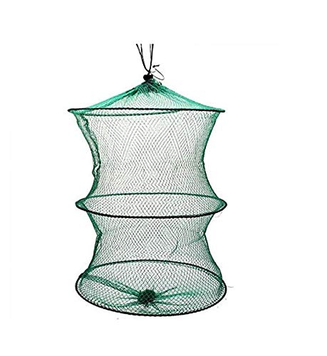 Amandaus 2 Layers Portable Fishing Net Fish Shrimp Cage Cast Net Fishing Trap Network Foldable Fishing Net Tackle 37 x 30cm