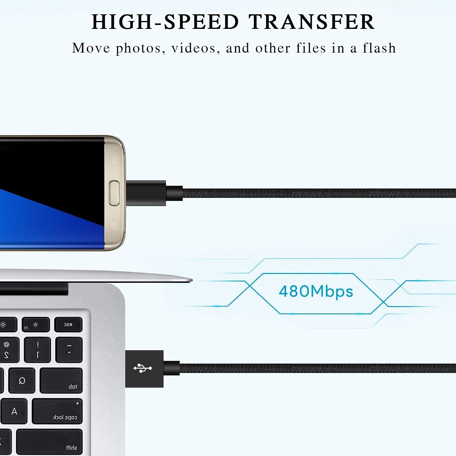 AOSOK PS4 Controller Charger Cable 10FT, 2Pack Braided PS4 Charger - Extra Long Micro USB Fast Charging Cord for Playstation 4, PS4 Slim/Pro, Xbox One S/X Controller, Android Phones