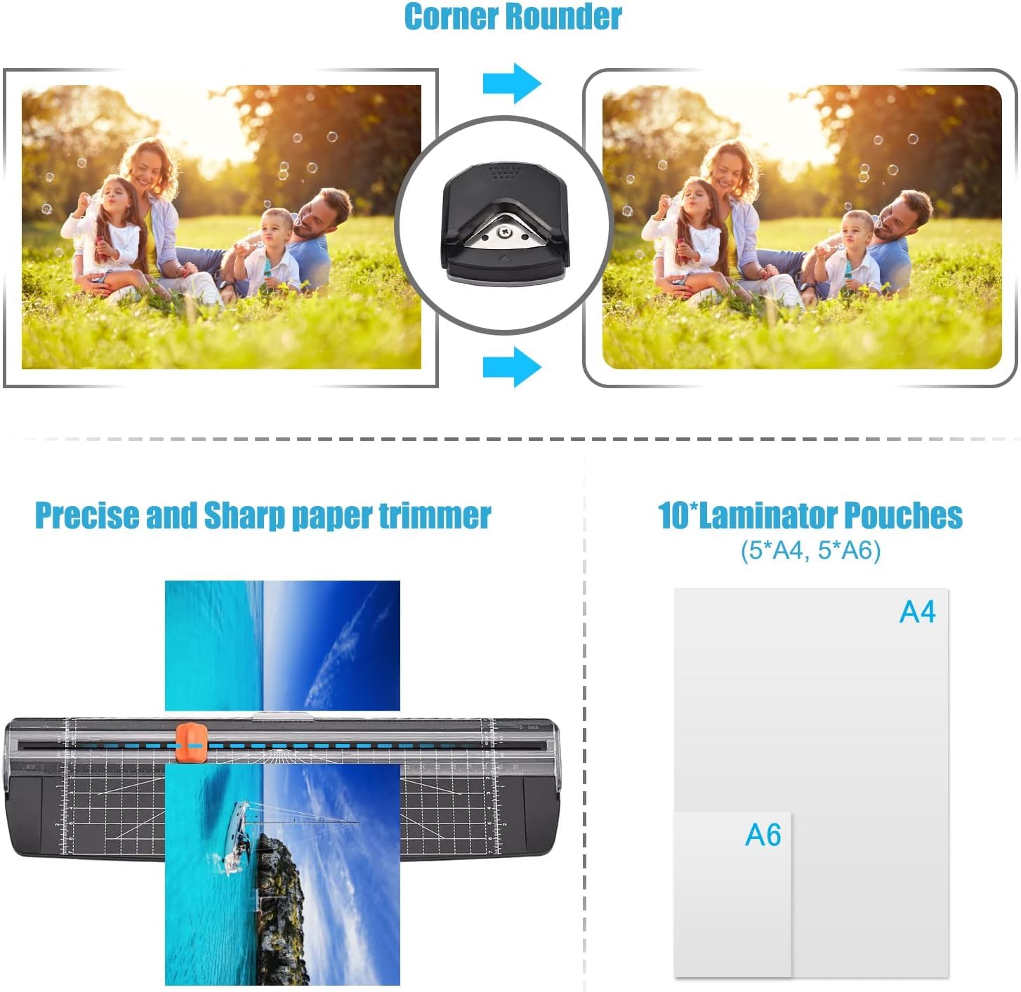 Anti Jam Laminator,9-Inch Cold & Thermal Laminator Machine, Beewhale 4-in-1 Laminator Machine with Laminating Sheets 15 Pouches,A4 PRO Personal Laminator for Teacher,Home,Office