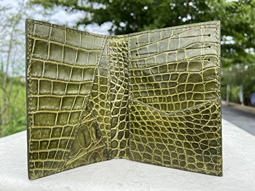 Double side Moss Green Crocodile Alligator leather skin Credit Cardholder, leather credit cardcase, leather creditcard cover