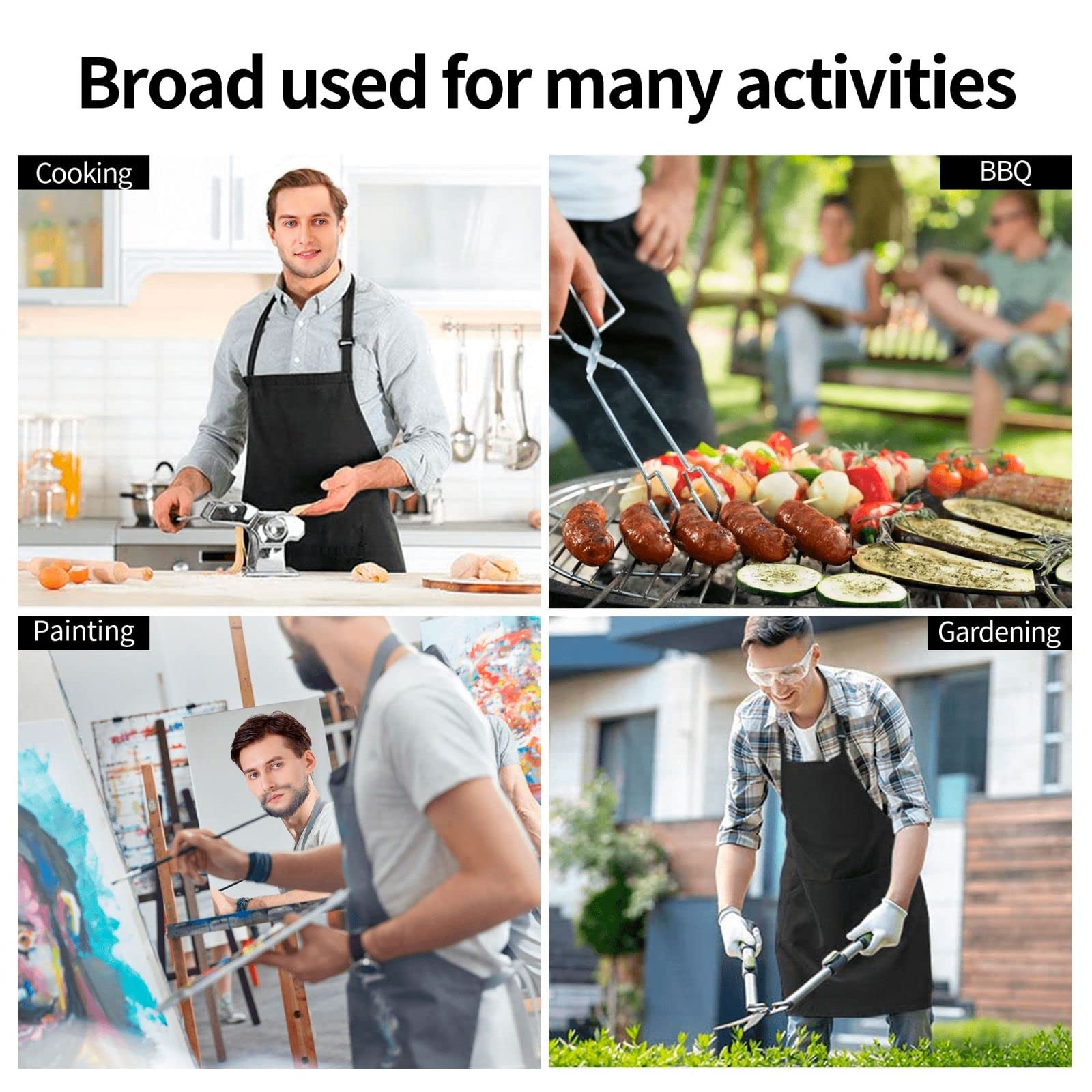 Apron, Waterdrop Resistant Aprons Cooking Kitchen Restaurant Aprons For Women Men Chef, Bbq Drawing Crafting Outdoors