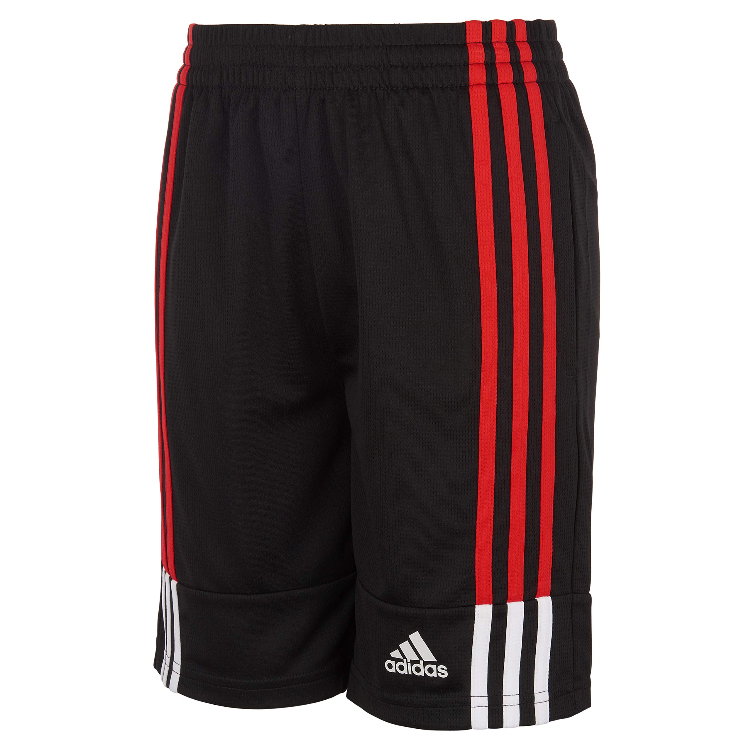 adidas boys Clashing 3-stripes Shorts, Black With Vivid Red, 8-15 Years US