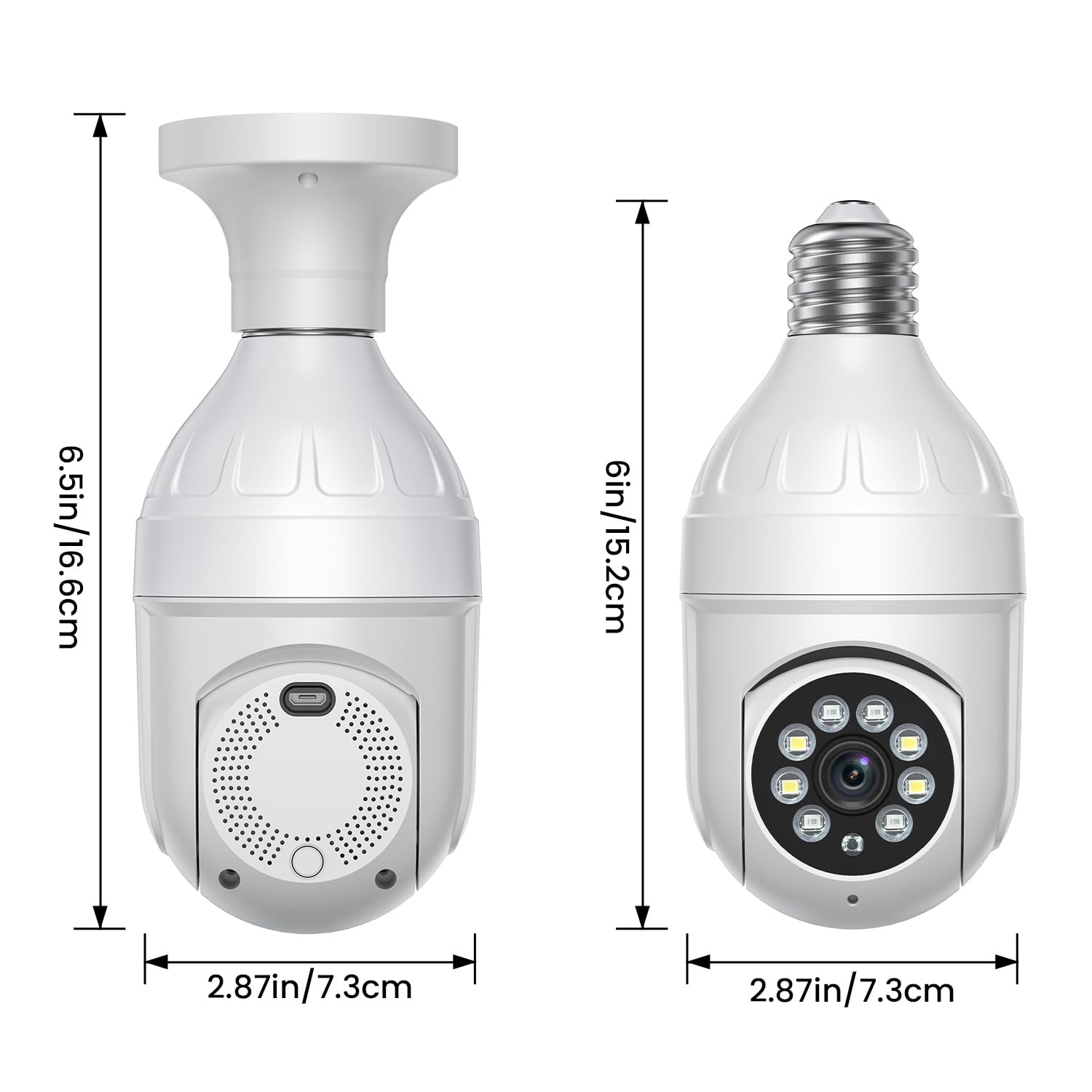ALPHAPEACH 1080P Smart Light Bulb Home Security Camera Outdoor, Color Night Vision, AI Human Detection, 2-Way Audio, Cloud Storage, 355-degree Rotation, Indoor Surveillance, 2.4GHz WiFi