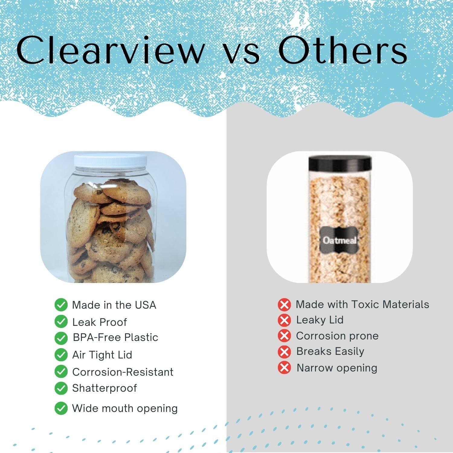CLEARVIEW 1 Gallon Plastic Jar - 4 pack | Containers and Organization (128 Ounce Jar)