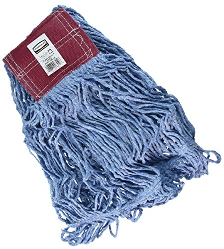 Rubbermaid Commercial Products Super Stich Blend Mop, 5-Inch Blue Headband, Large, Heavy Duty Industrial Wet Mop For Floor Cleaning Office/School/Stadium/Lobby/Restaurant, Pack of 6