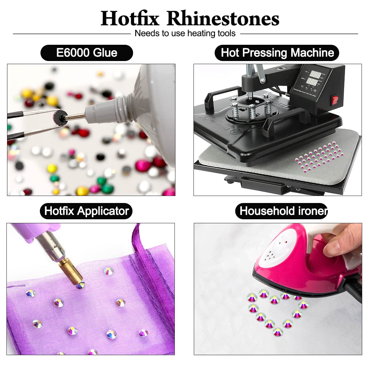 MEIBITE 6796PCS Red Hotfix Rhinestones Crystal Stones Glass for Fabric Clothes Shirts Sparkly Flat Back Round with Tweezers and Picking Pen (SS6~SS30 Set)