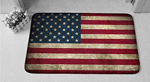 Meffort Inc Printed Soft Floor Door Mat Carpet/Area Entry Rugs for Kitchen Dining Living Hallway Bathroom - USA Flag, Large Size