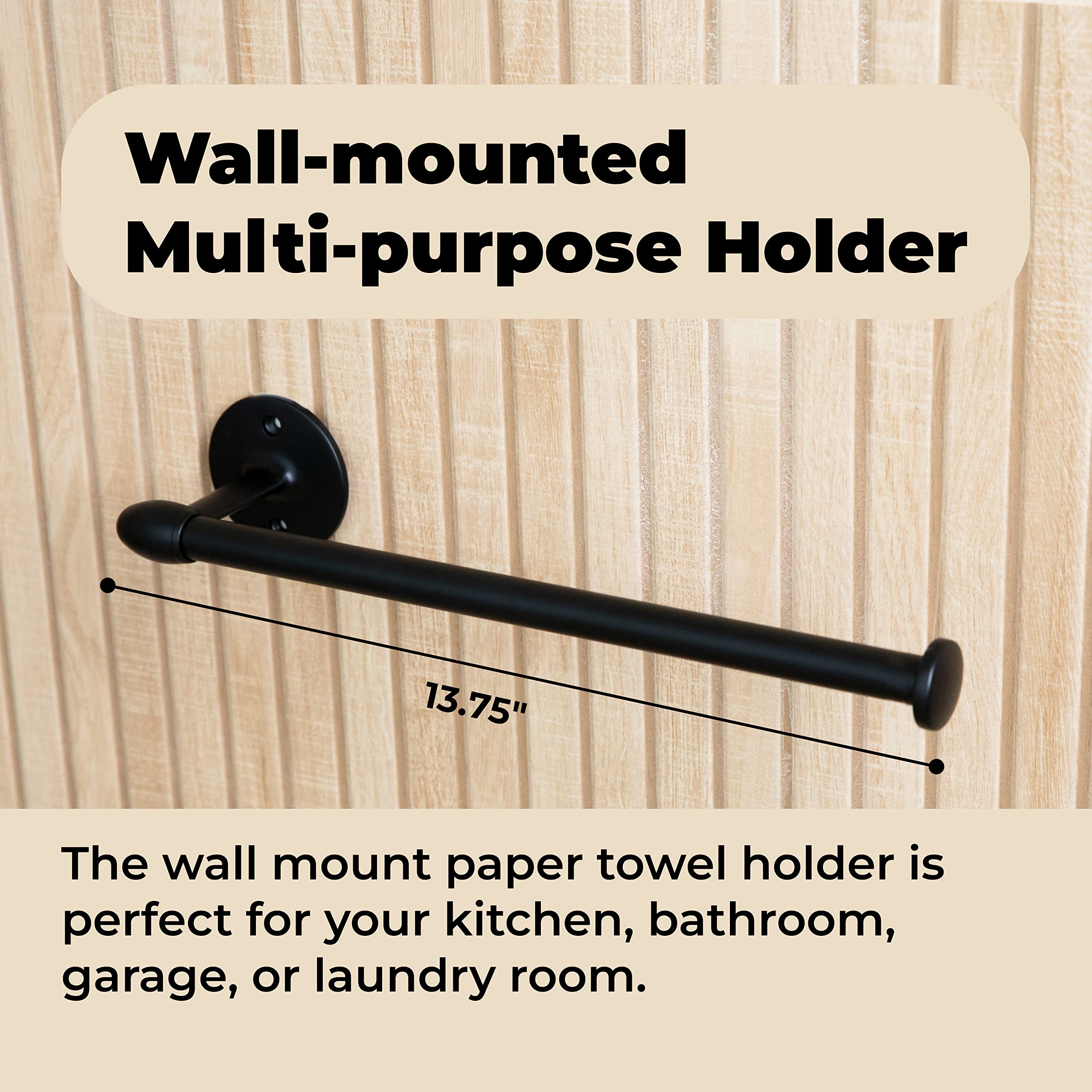 Aviano Hardware | Wall Mounted Metal Paper Towel Holder | Roll Organizer for Kitchen | Hanging Paper Towel Holder | Napkin Holder (Chrome)