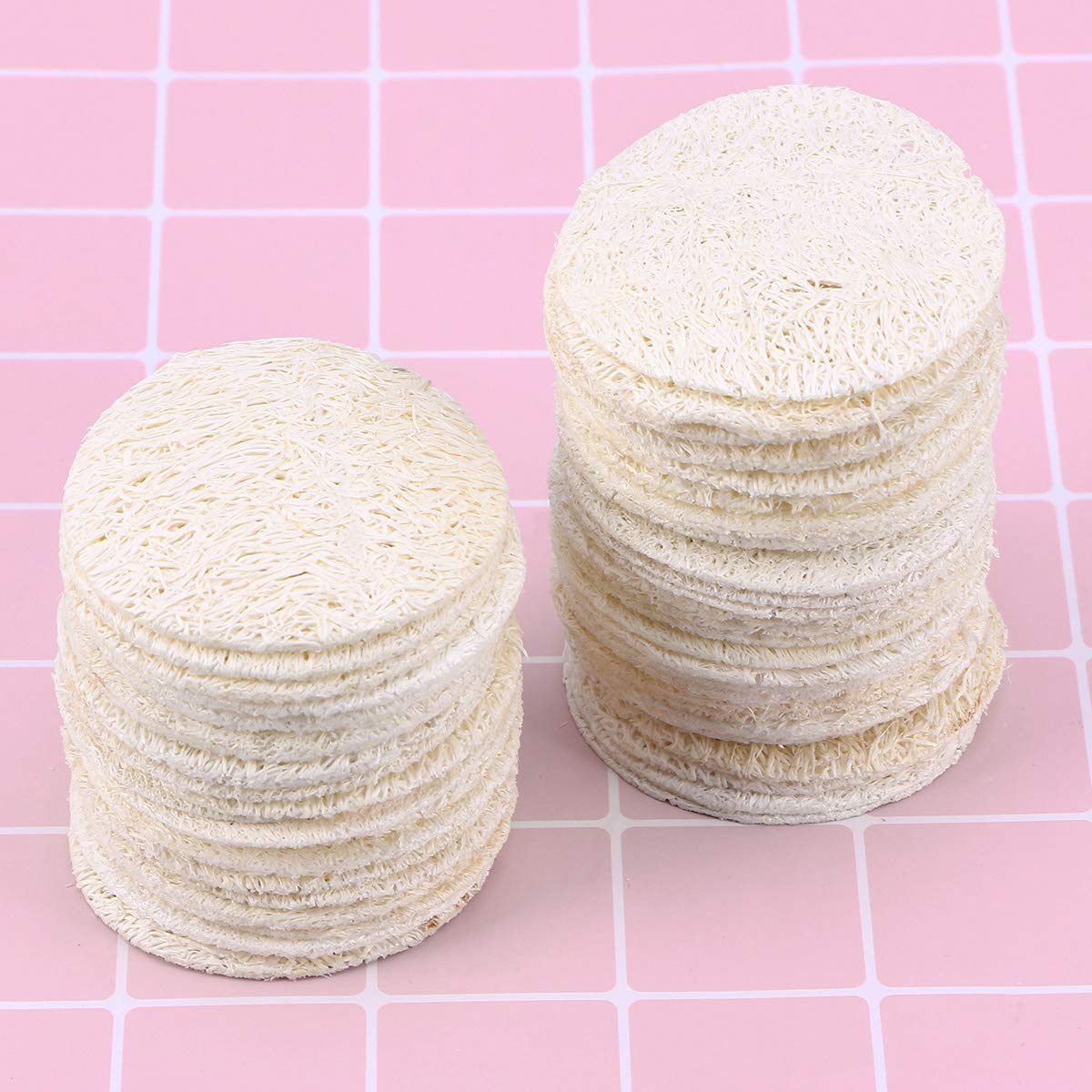 Frcolor 50 Pcs Loofah Face Pads Exfoliating Loofah Sponges Makeup Remover Reusable Soft Facial Skin Care Scrub Wash Pads