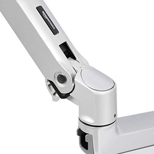 Amazon Basics Single Monitor Stand, Lift Engine Arm Mount, Silver