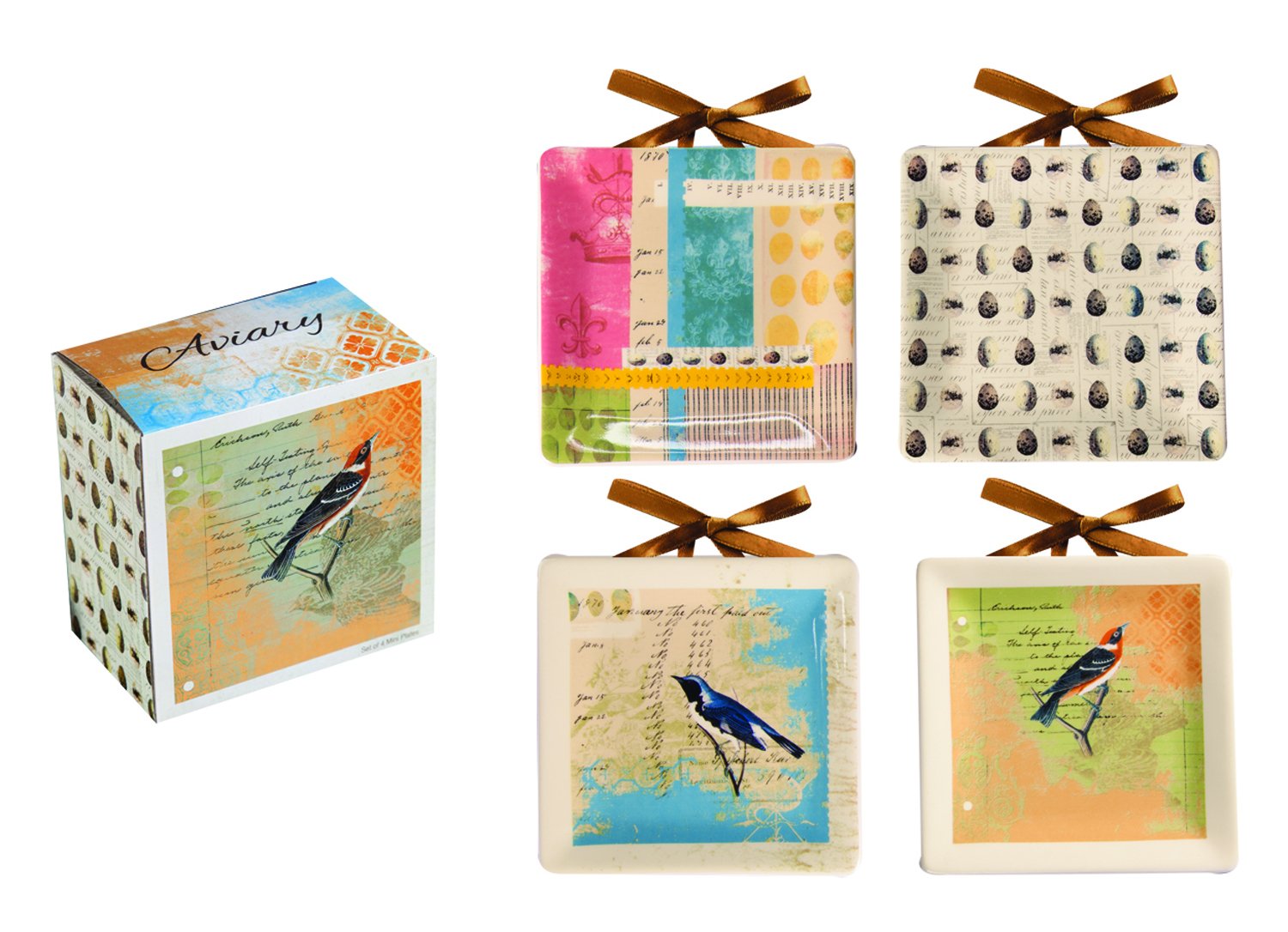 Aviary Mini Plates Set/4 Set of 4