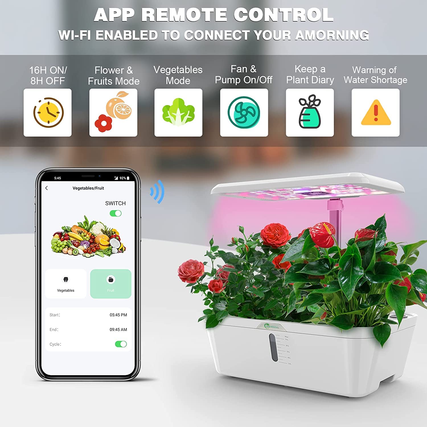 AMORNING YDB-AM2101 Hydroponics Growing System, White