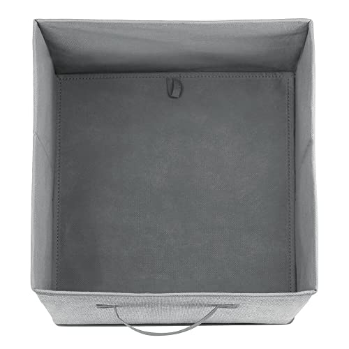 mDesign Soft Fabric Closet Organizer Box with Front Pull Handle for Shelves in Bedroom, Bathroom, Home Office - Holds Clothing, Linens, Accessories - Lido Collection - 4 Pack - Gray