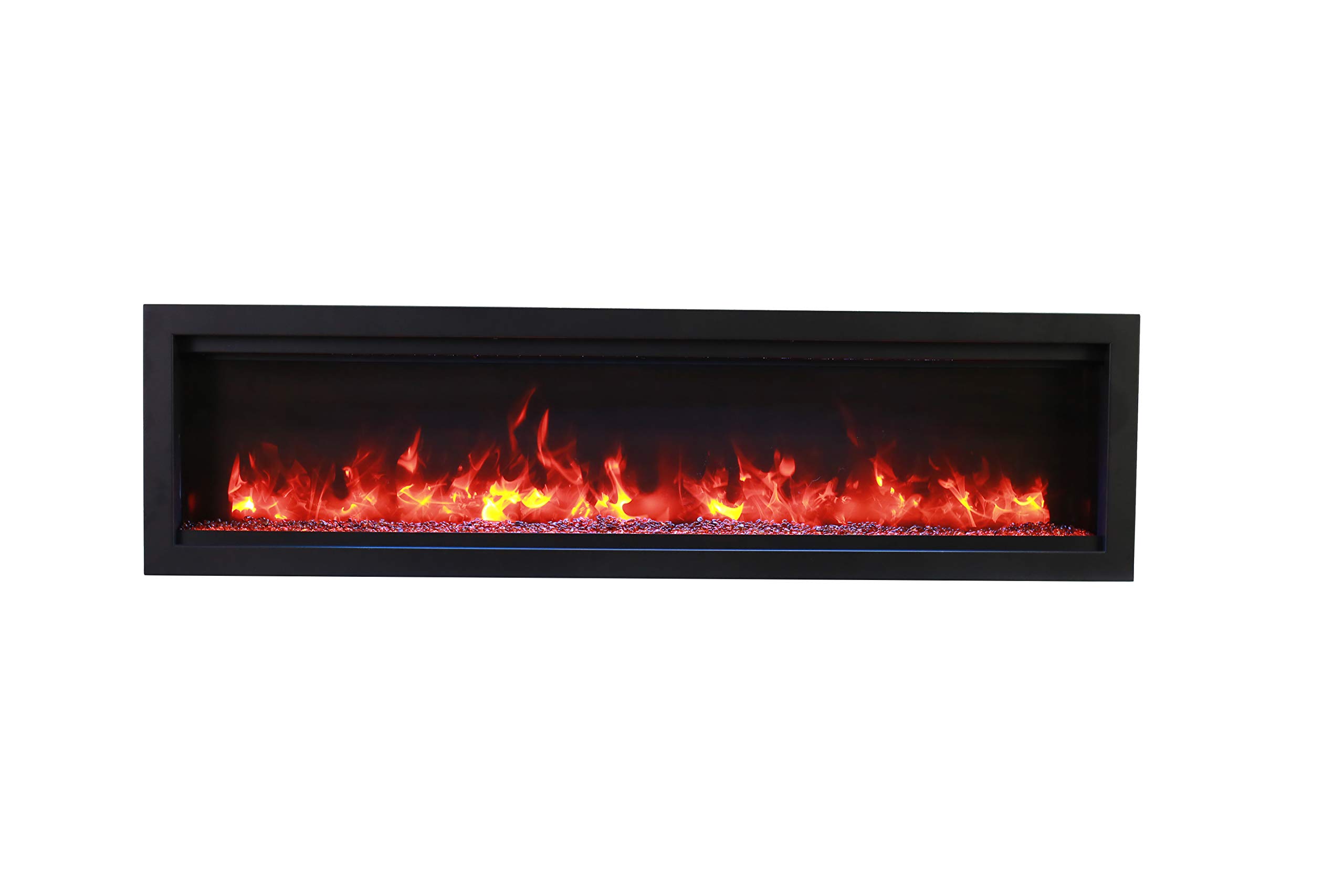 Amantii SYM-50-BESPOKE Symmetry Series Bespoke 50-Inch Built-in Electric Fireplace with Remote, Ember Media, Black Steel Surround