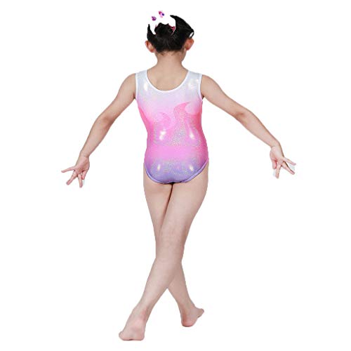 Aosva Gymnastics Leotards for Little Girls One-piece Sparkle Colorful Pink Dancing Athletic Top Tank 2-3T