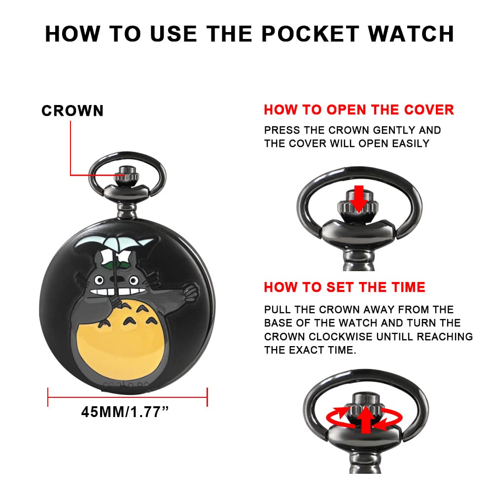 Anime Theme Design Quartz Pocket Watch Womens Mens Kids Best Gifts for Birthdays Xmas