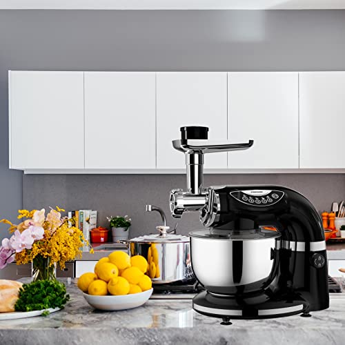 Aifeel Stand Mixer 8.5QT Bowl, 7 in 1 Multifunctional Kitchen Mixer with Dough Hook, Whisk, Beater, Meat Grinder,Pasta & Cookie Maker-Black