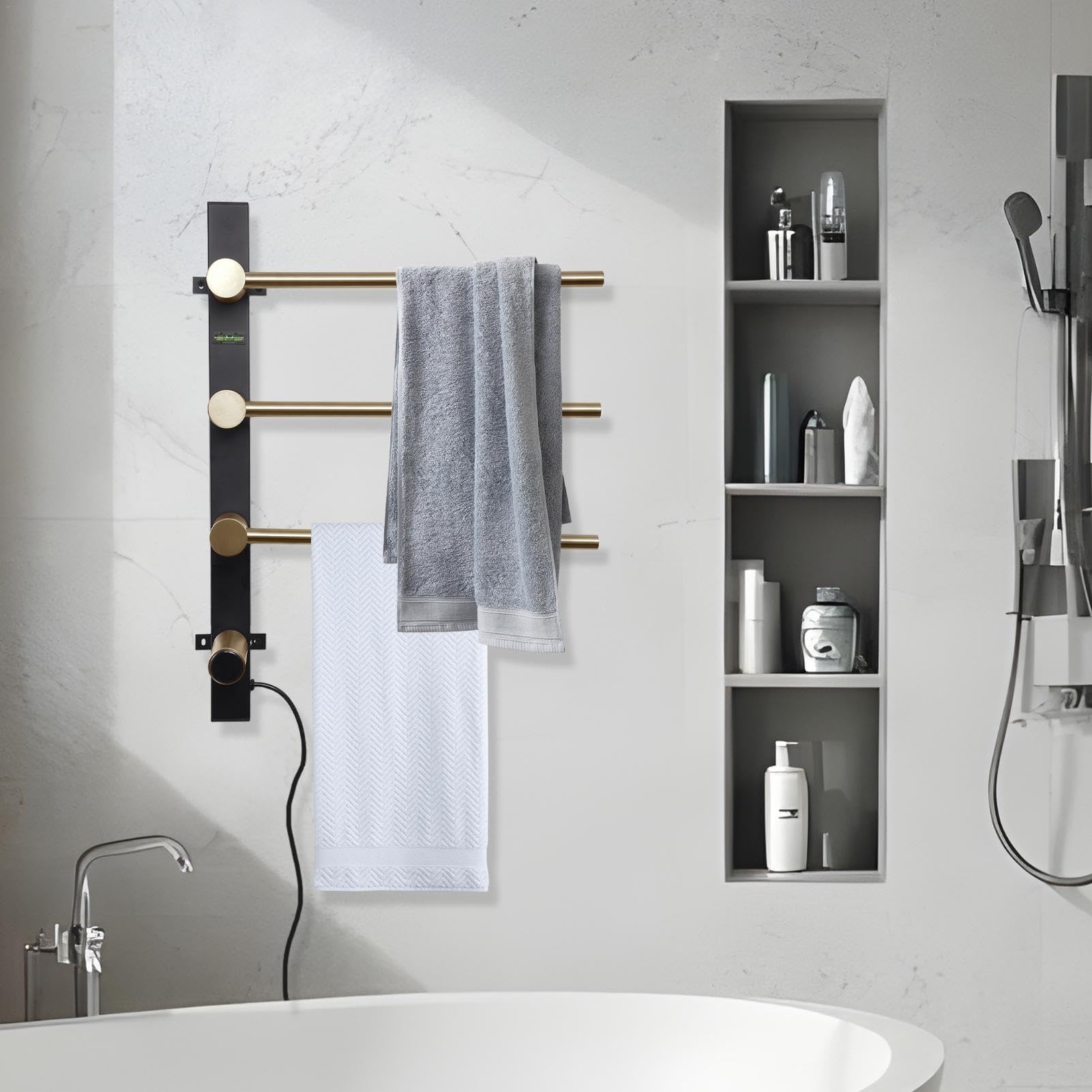 Bathroom Towel Rack,Space-Saving Waterproof Design Towel Warmer | Fast Heating Warming Rod Led Display for Bathroom Kitchen Vacation Homes