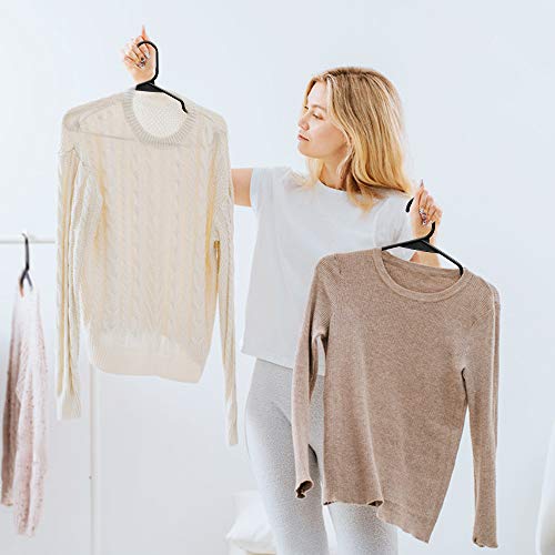 Pretigo Plastic Hangers Clothes Hangers Plastic Clothes Hangers with Notches Black Coat Hangers Plastic Hangers for Clothes Skirt Suit,(16.4 inch,50 Pack)…