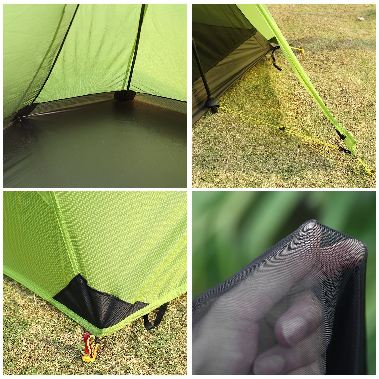Andaker 1.6lb Ultralight Backpacking Tents One Person Man Hiking Single Camping Tent 15D Ultra-Thin Ripstop Nylon, Double-Side Silicone Coated(No Poles)