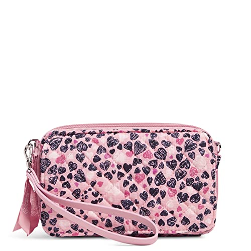 Vera Bradley Women's Cotton All in One Crossbody Purse With RFID Protection, Love You Lots - Recycled Cotton, One Size