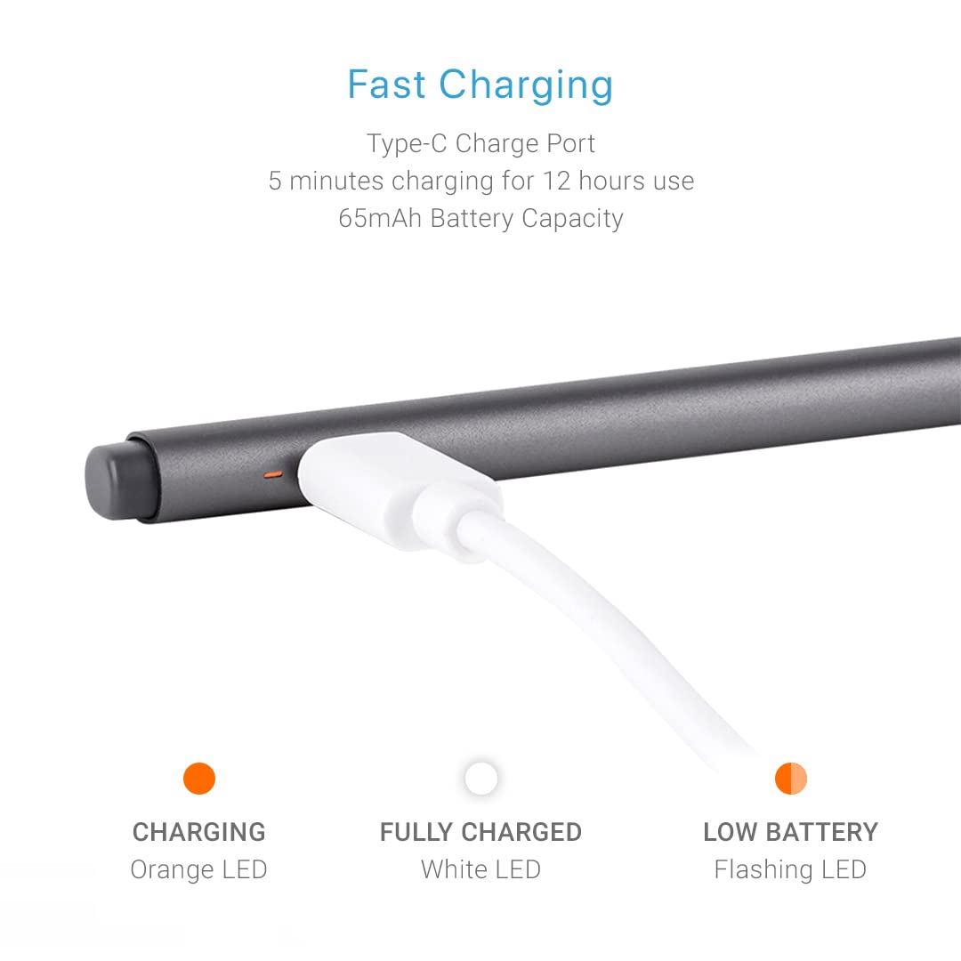 Andana MPP Stylus EC Pen 2.0 Tilt Pen Digital Stylus, 4096 Pressure Sensitivity, USB-C Rechargeable, Palm Rejection, Surface Pen Compatible with Microsoft, Some Asus, Acer, Dell, HP, Vaio Stylus Pen