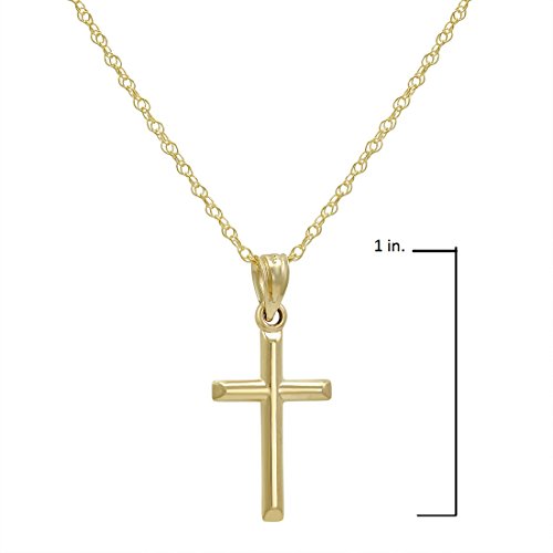 Amanda Rose Collection 14k Yellow Gold Petite Cross Pendant Necklace on an 18 in. 14K Yellow Gold Chain