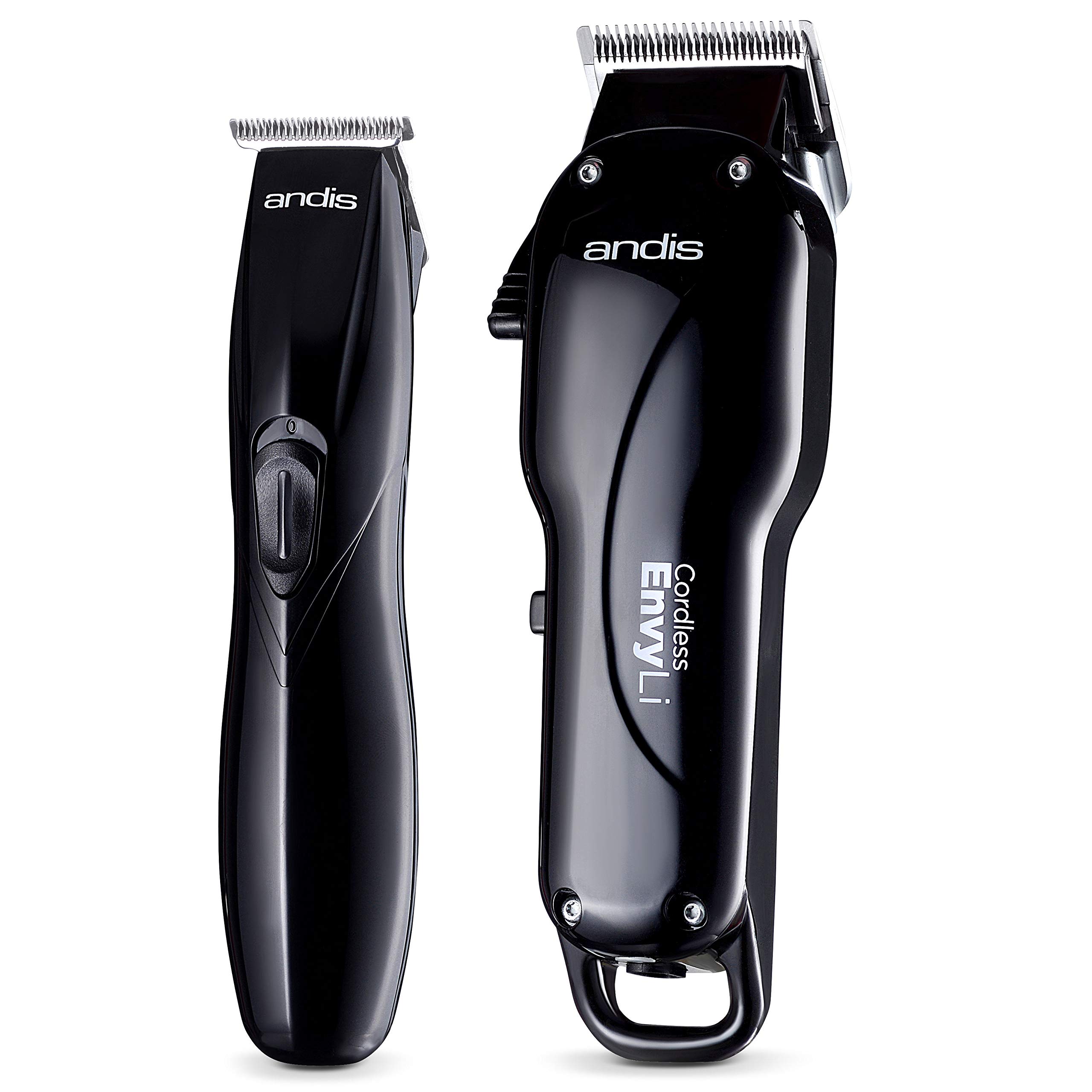Andis Professional Cordless Fade Combo, Envy Lithium-Ion High-speed Adjustable Blade Clipper - Slimline Pro Li Cordless T-Blade Trimmer (75020) - Bundled with KEPSE Neck Duster