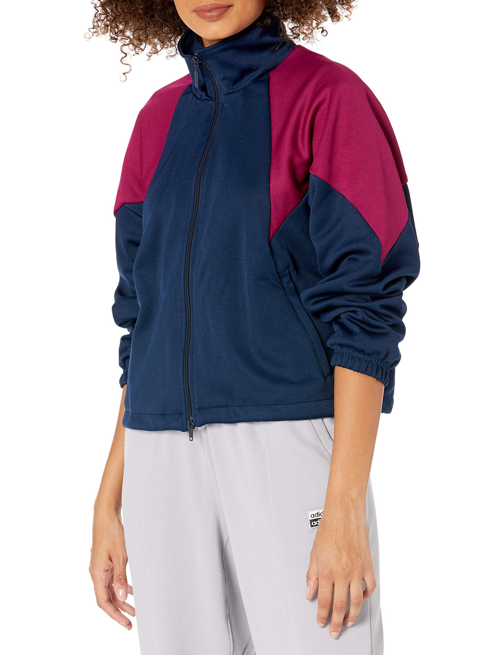 adidas Originals Women's Large Logo Track Top Black/Team Royal Blue XX-Small