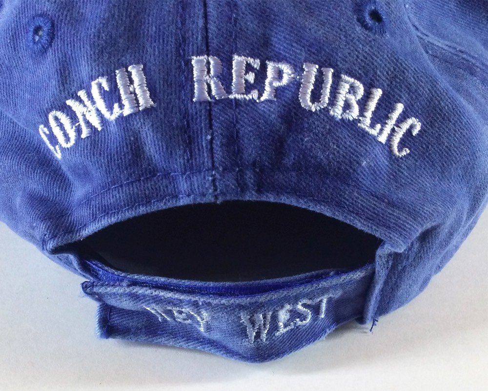 AES Key West Baseball Cap, Colorful Conch Republic Embroidery (Blue)