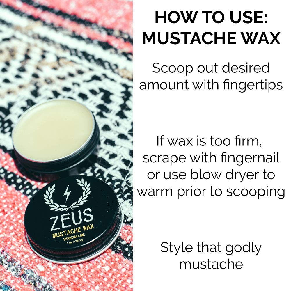 ZEUS Mustache Wax & Folding Mustache Comb Grooming Set for Men – Folding Mustache Comb & Natural Mustache Wax to Tame, Nourish Facial Hair