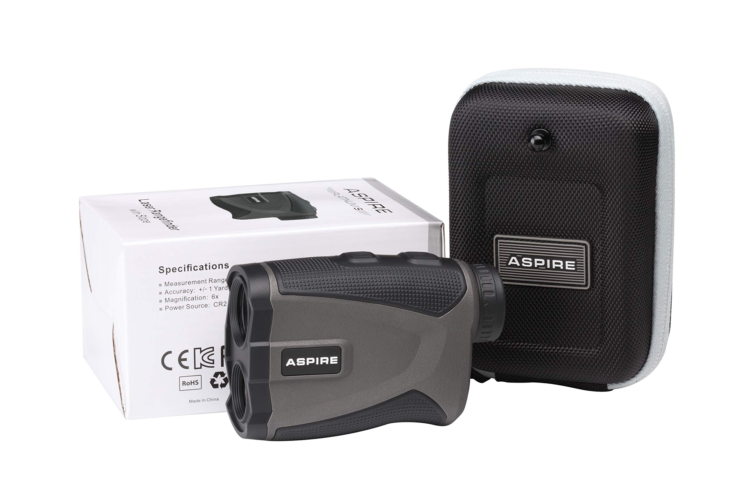 Aspire Golf Platinum Laser Rangefinder with Slope, 6X Magnification, 1000 Yards, Pin Seek, Target Lock, Vibration Alert, Noise Filtration, IPX5 Water Resistance — Case and Battery Included