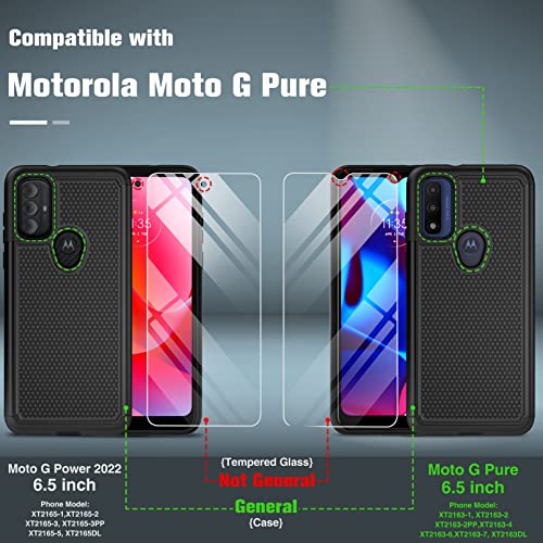 BNIUT for Motorola Moto G Pure Case: Dual Layer Protective Heavy Duty Cell Phone Cover Shockproof Rugged with Non Slip Textured Back - Military Protection Bumper Tough - 6.5inch (Navy Blue)