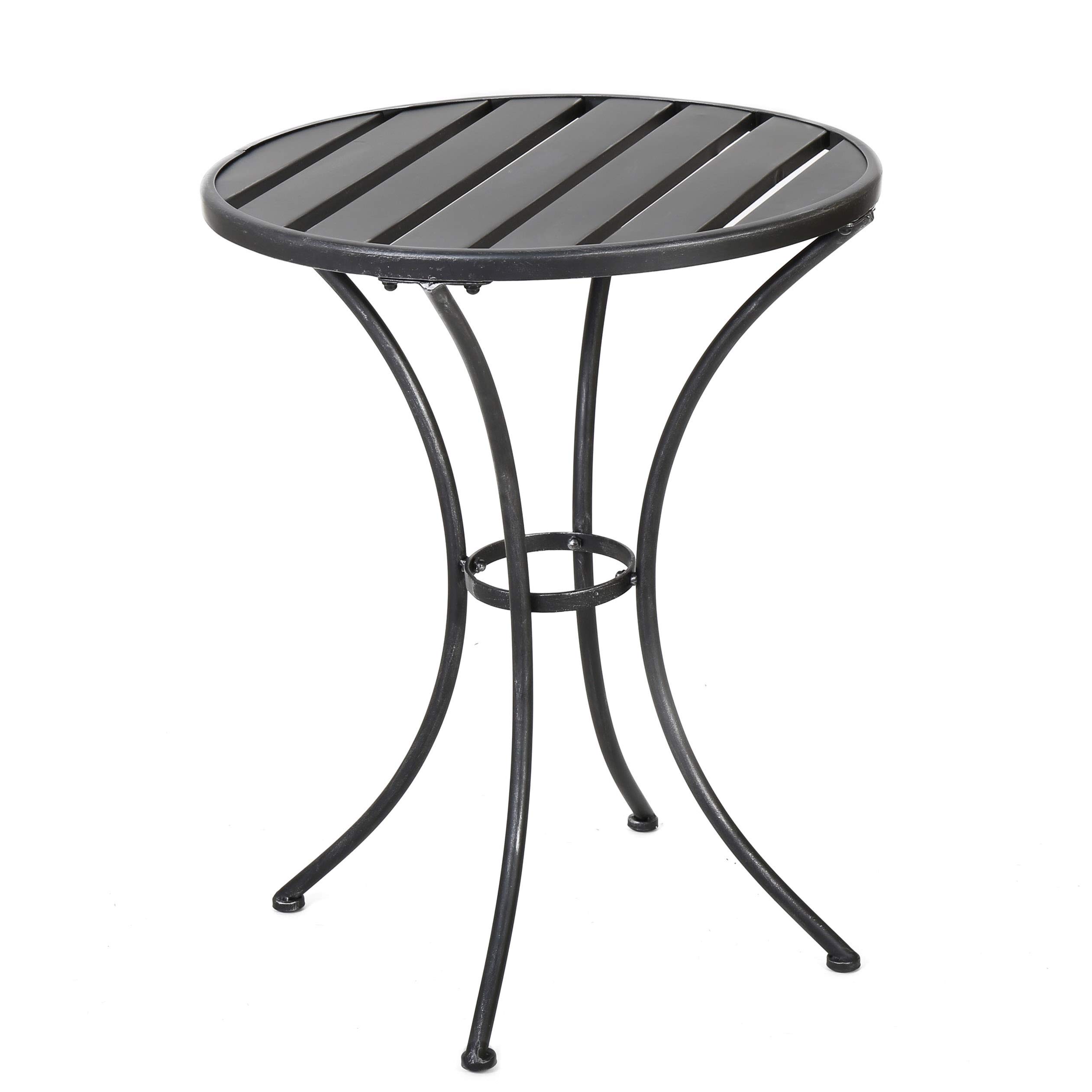 Christopher Knight Home Colmar Outdoor Metal Bistro Set, 3-Pcs Set, Black With Silver
