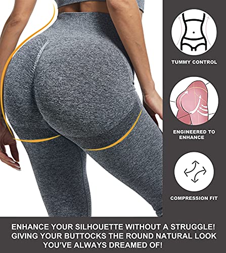 CHRLEISURE Butt Lifting Workout Leggings for Women, Scrunch Butt Gym Seamless Booty Tight (Dark Gray, M)