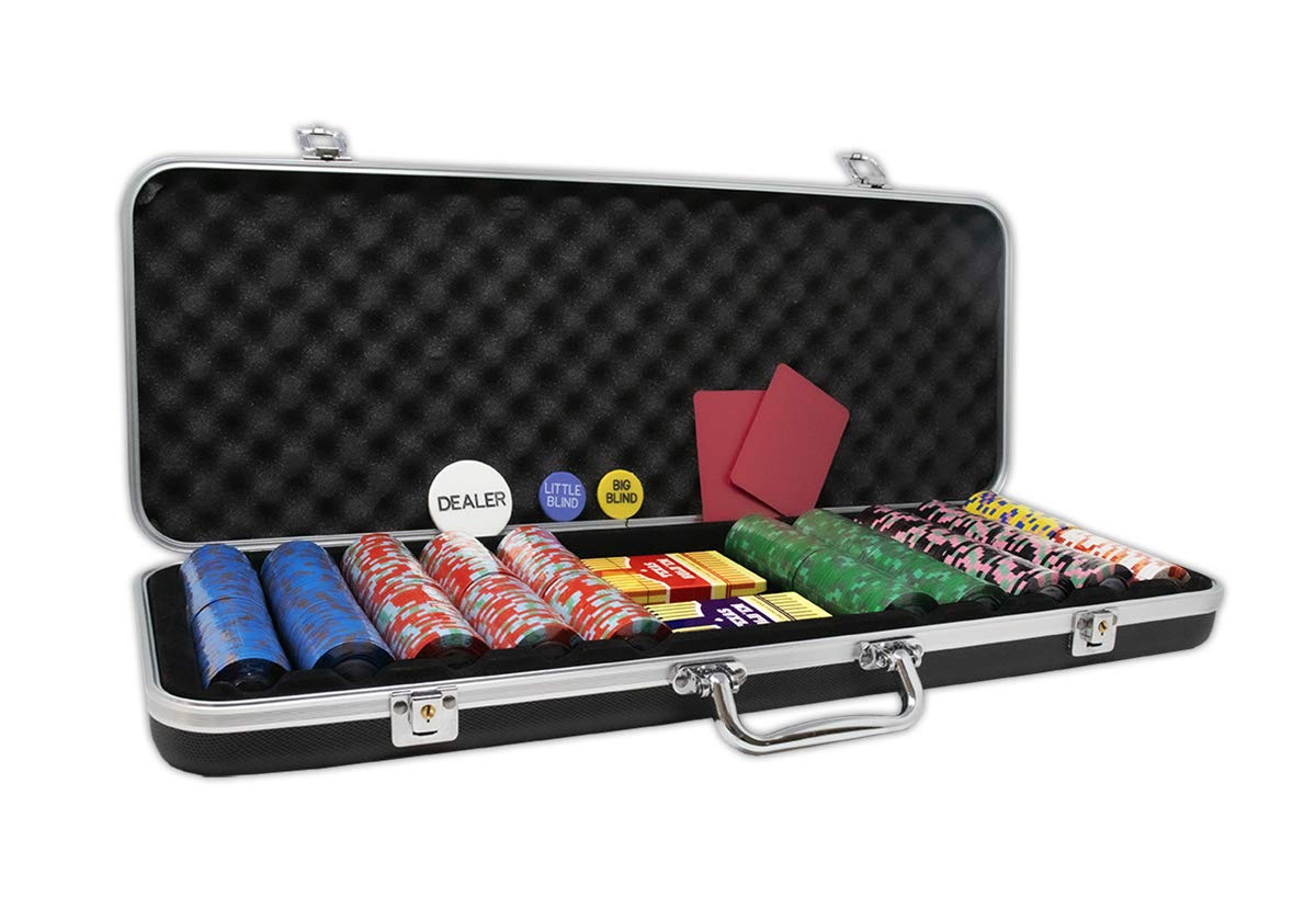 DA VINCI Unicorn All Clay Poker Chip Set with 500 Authentic Casino Weighted 9 gram Chips, Black ABS Case, 2 Decks of Plastic Playing Cards, Dealer Buttons and 2 Cut Cards