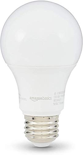 Amazon Basics 60W Equivalent, 3000K White, Dimmable, 15,000 Hour Lifetime, CEC Compliant, A19 LED Light Bulb | 6-Pack