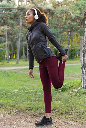CHRLEISURE Leggings with Pockets for Women, High Waisted Tummy Control Workout Yoga Pants(Black,DGray,Navy,Wine,JLGreen, M)