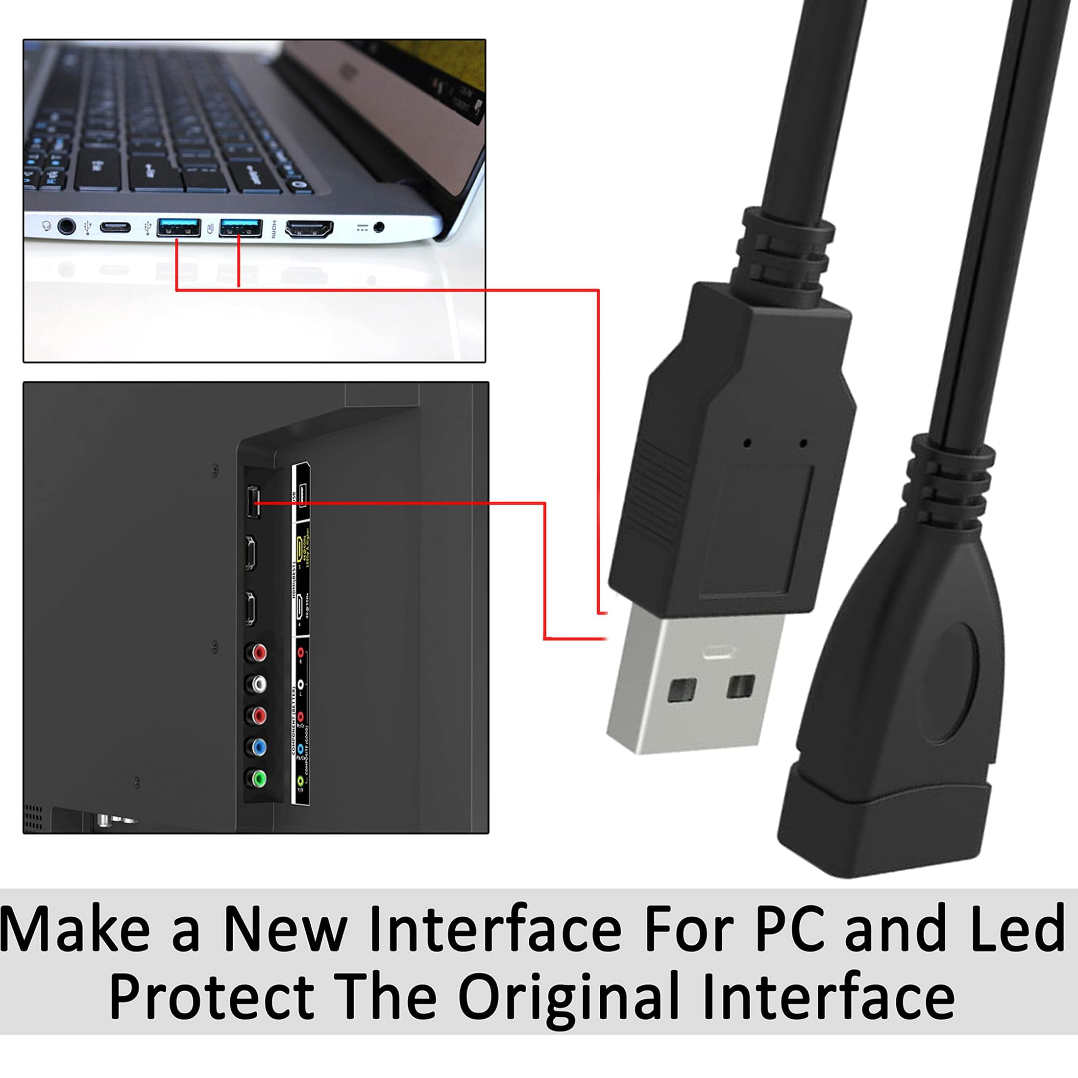 SaiTech IT 5 Pack Speed USB 2.0 Extension Cable 480Mbps Male A to Female A for Laptop/PC/Printers - 3.3 Feet - 1.2M
