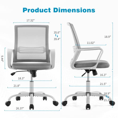 Ergonomic Home Office Chair β Rolling Desk Chair with Lumbar Support and Armrest, Height Adjustable Breathable Mesh Chair, Mid Back Executive Task Chair with Padded Seat and Tilt Function