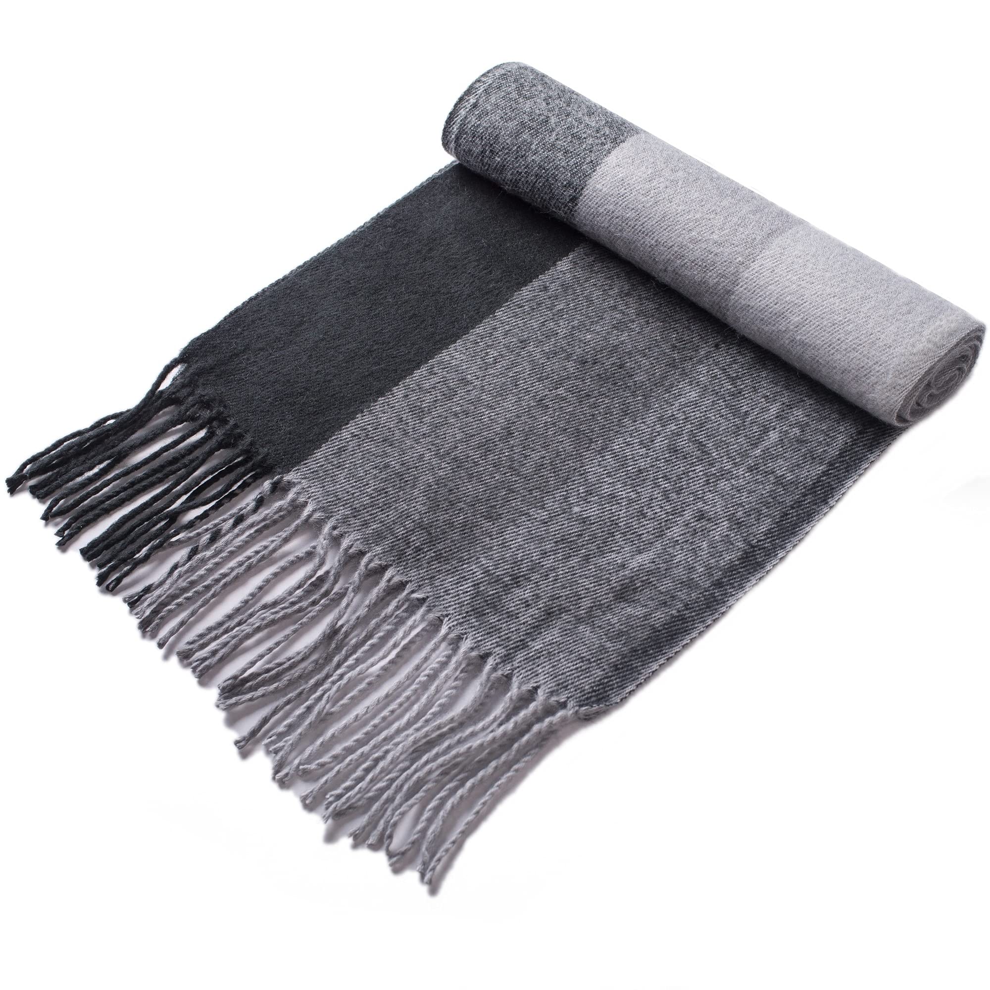 Alpine Swiss Mens Plaid Scarf Soft Winter Scarves Unisex,Gray, One Size