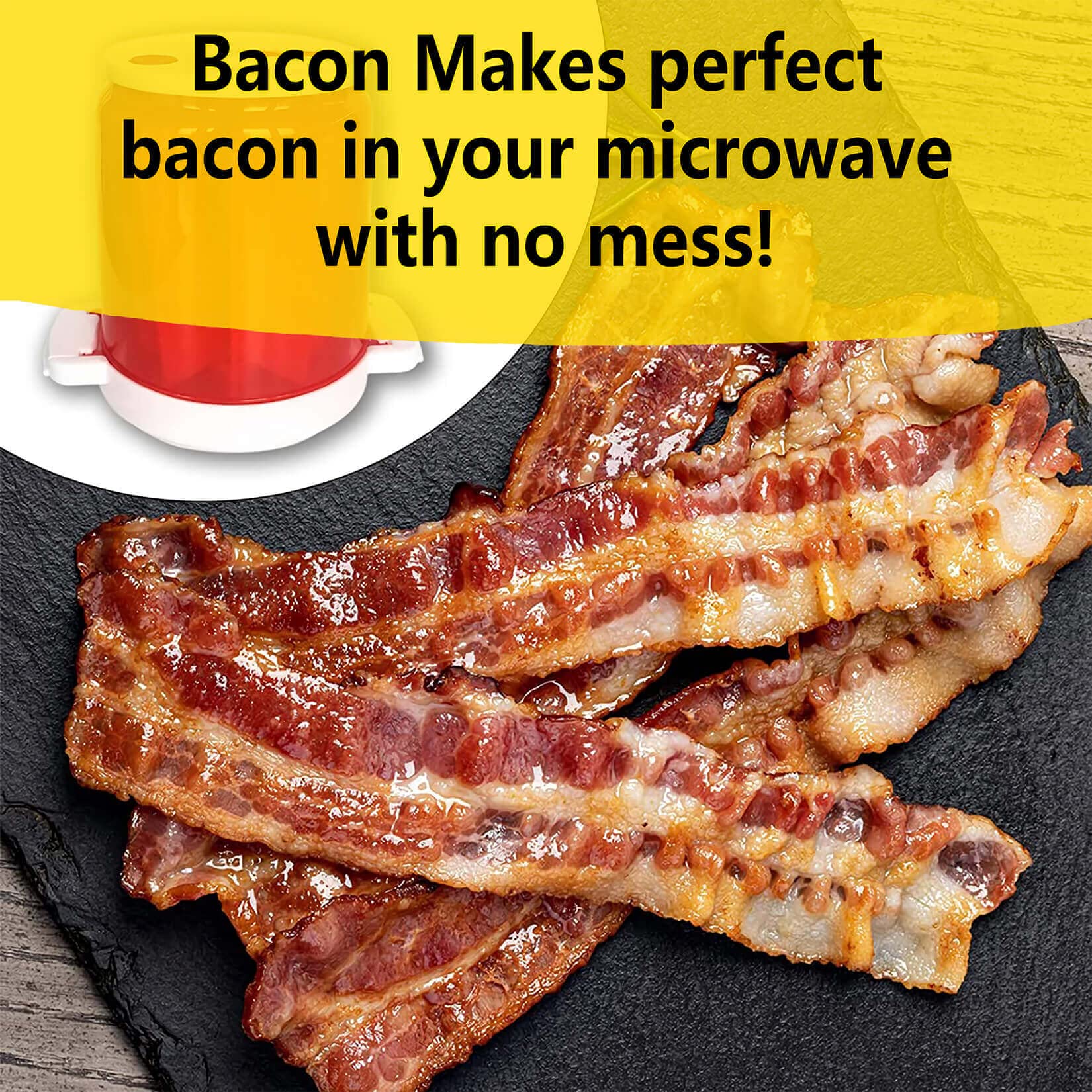 Bacon Can Microwave Cooker as Seen on TV, Bacon Cooker for Microwave Oven,Splash Proof and Mess Free Design, Pour the Grease Right Out, Easy to Clean, Easy to Store