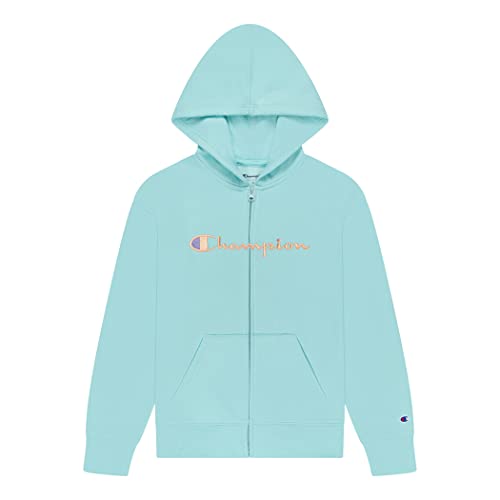 Champion Girls Sweatshirt Full Zip Up Fleece Hoody Sweatshirt Top Kids Clothes (Signature Blue Mist, Large)